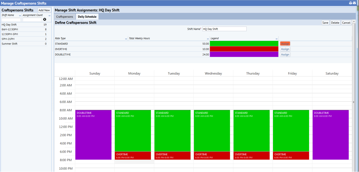 Define Shifts and Assign Shifts to Craftspersons