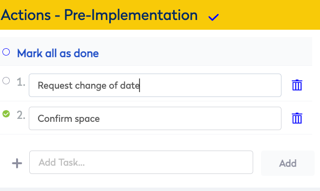 Update Status and Actions