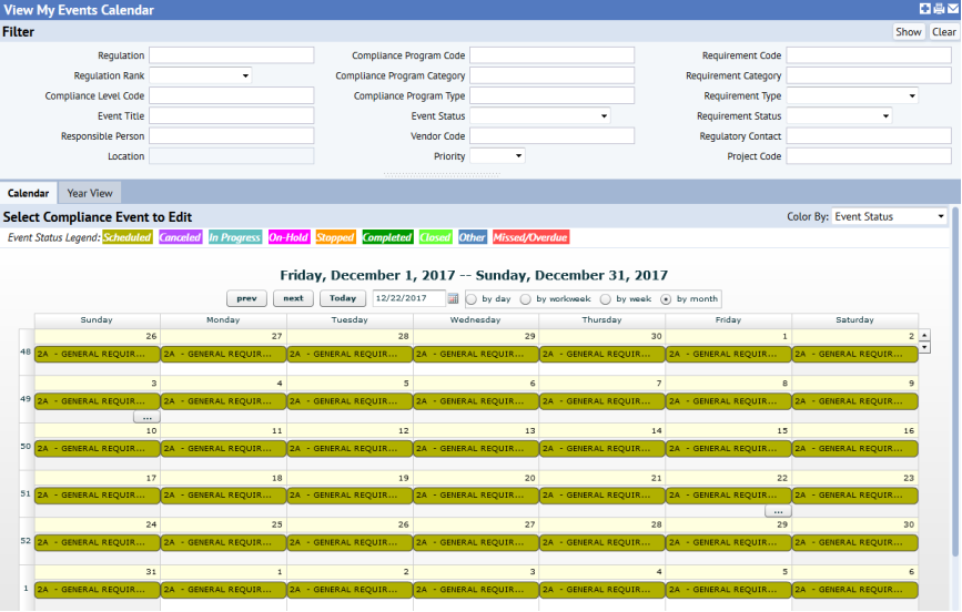 View your Events Calendar